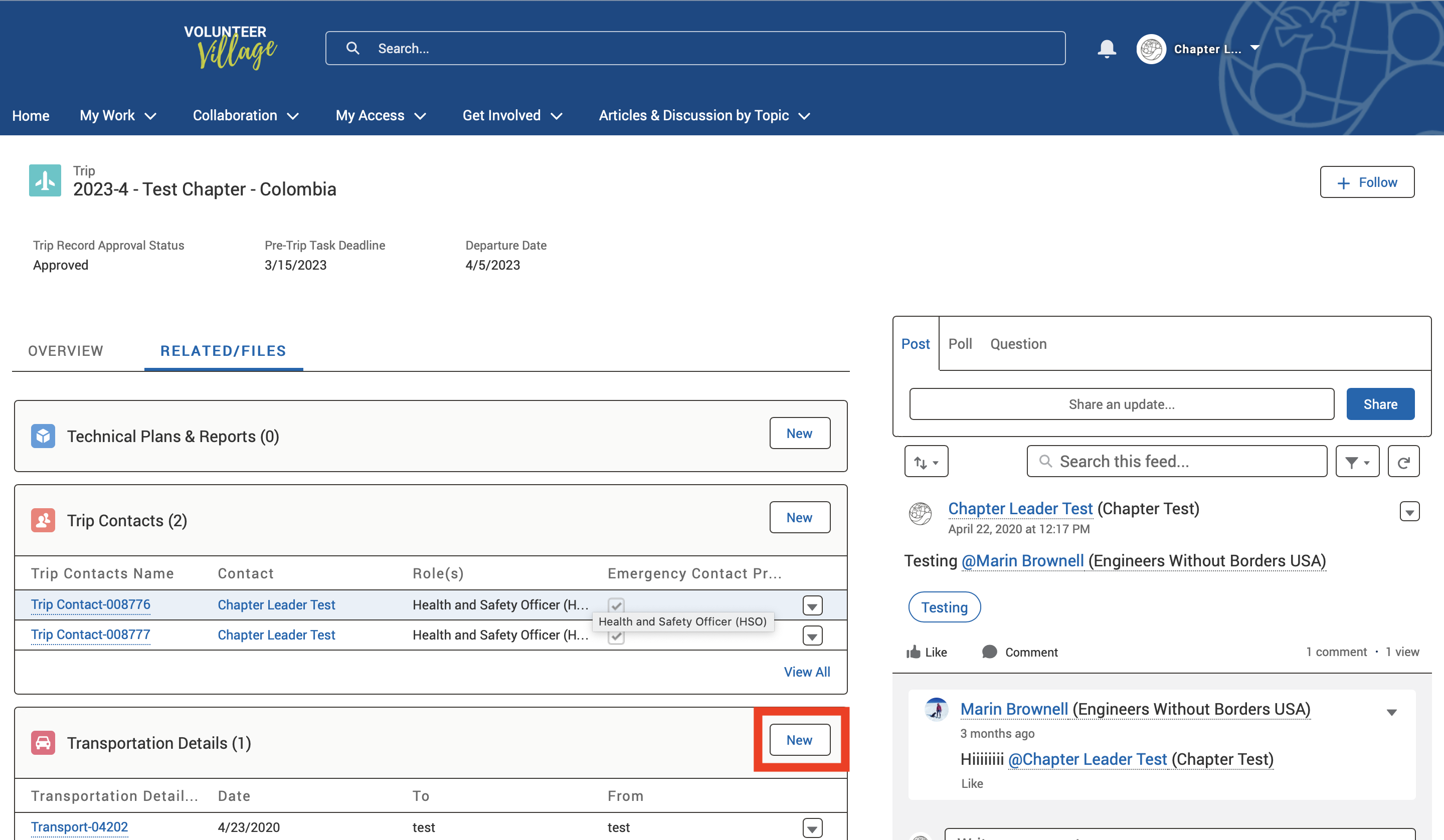 Creating Trip Transportation Details